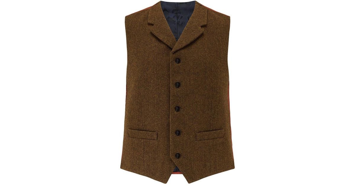 Guards London Sherwood Tweed Wool Waistcoat in Brown for Men | Lyst UK