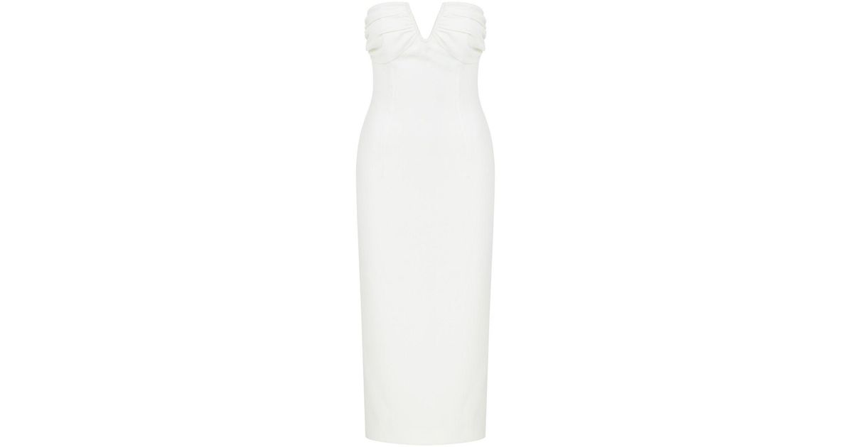 NAZLI CEREN Miora Crepe Midi Dress in White | Lyst