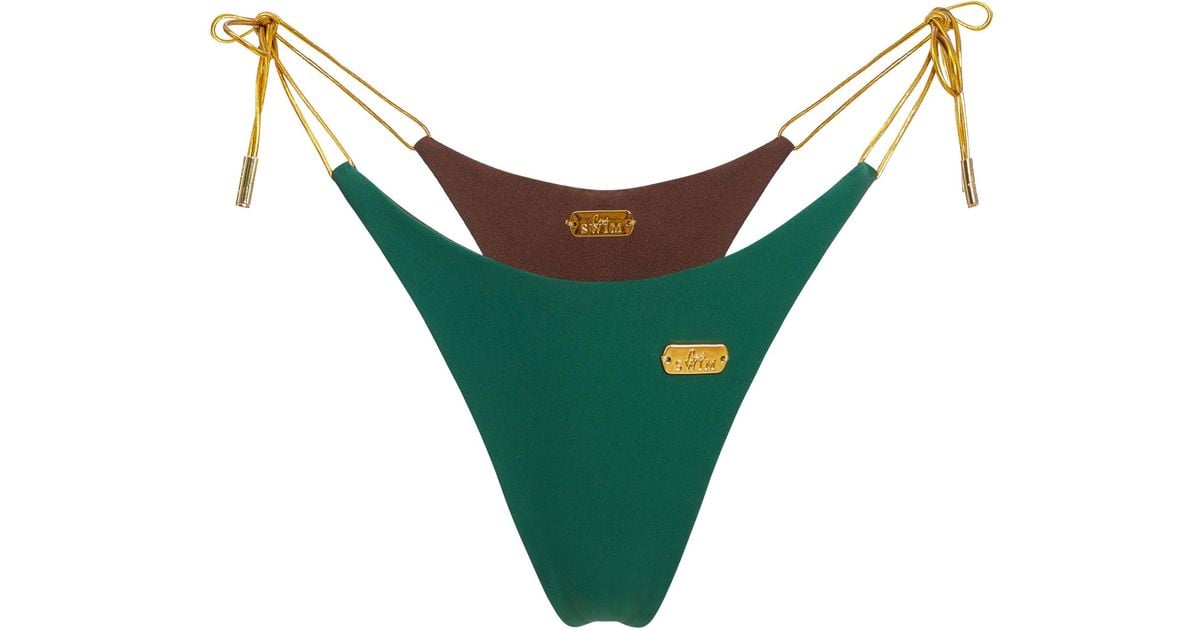 Capri Swim™ Hunter & Chocolate Reversible Thongkini Bottom in Black | Lyst
