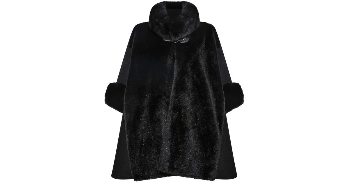 James Lakeland Faux Fur Cape in Black | Lyst UK
