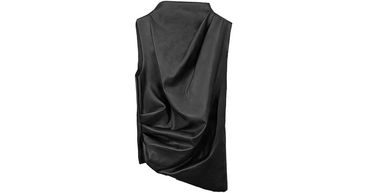Ats the Label Juno Leather Tank in Black | Lyst