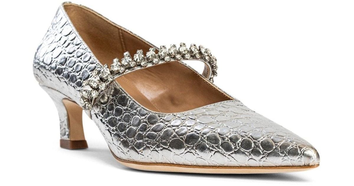 Allegra James Antonella Evening Night Out Embossed Leather Kitten Heel ...