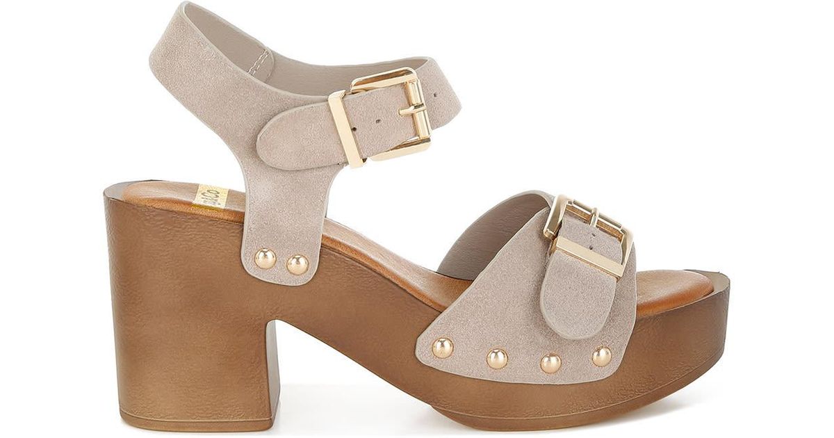 Rag & Co Neutrals Lhasa Real Suede Leather Clog Sandals | Lyst