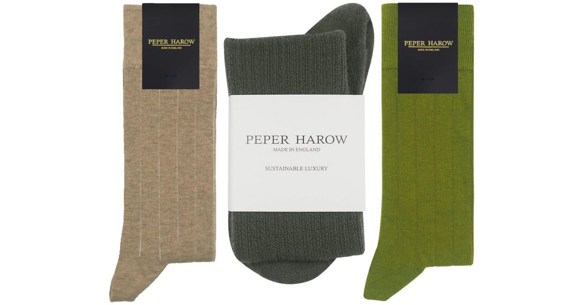 Peper Harow - Made in England Three Pairs Cashmere & Wool Boot Socks ...