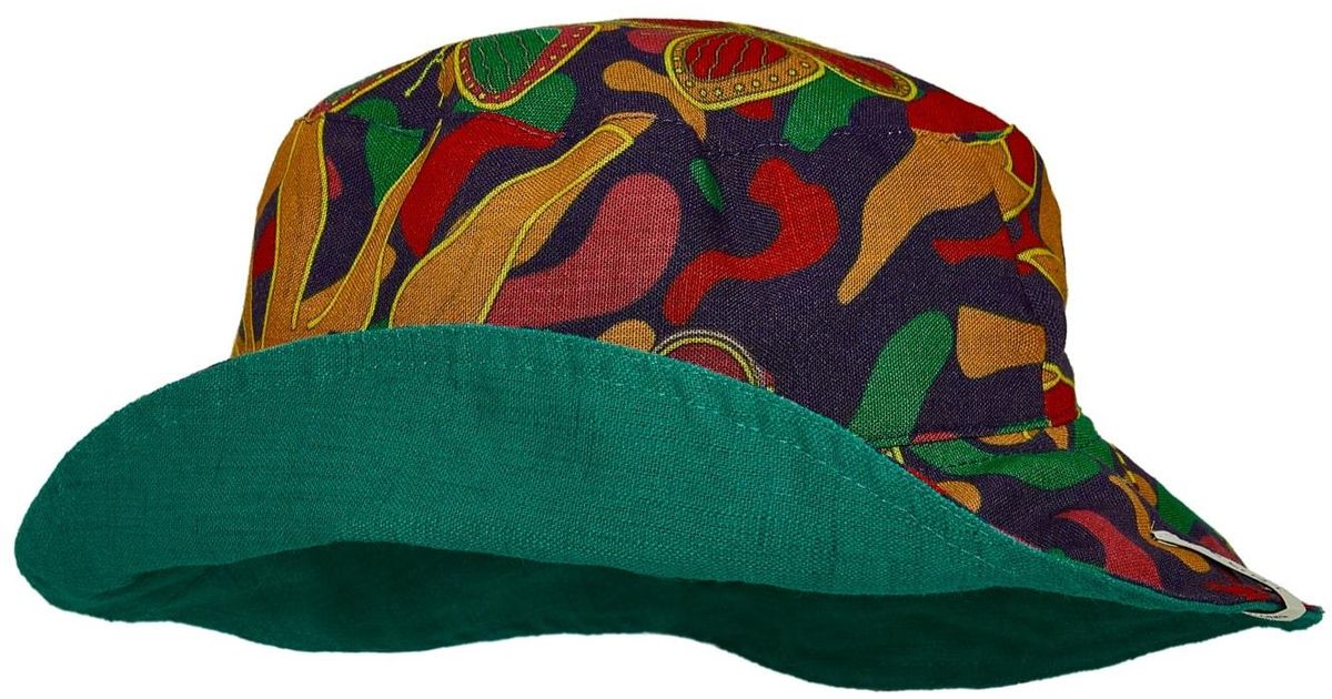 Selini Phoenix Pop Reversible Linen-Blend Bucket Hat in Green | Lyst