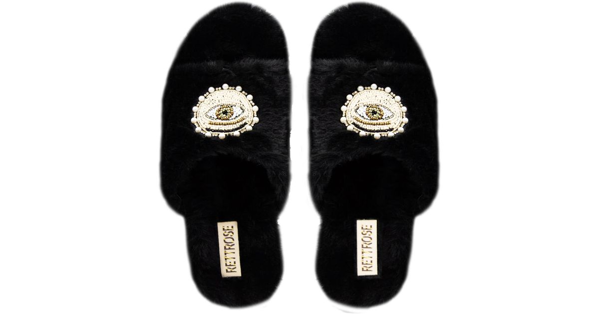 Rettrose The Molly Luxury Plush Diamanté Embellished Handmade Slipper ...