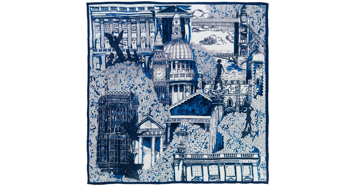 Richard Allan London London Silk Scarf in Blue | Lyst