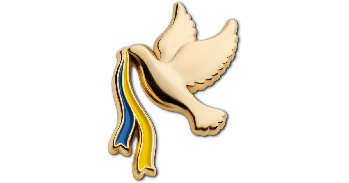 Make Heads Turn Golden Pin Ukrainian Peace Dove in Metallic | Lyst UK