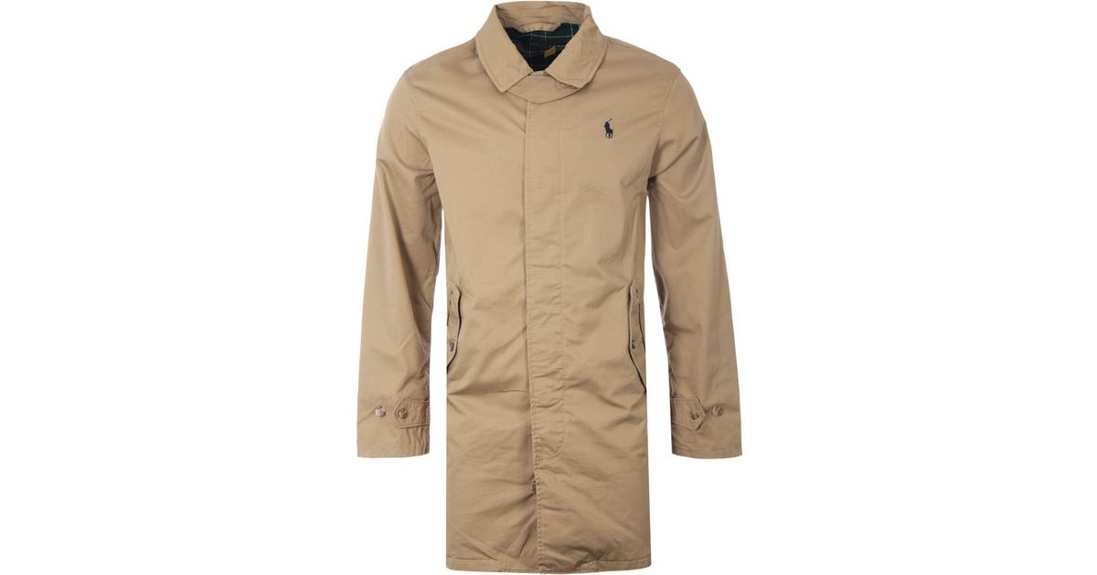 Polo Ralph Lauren Cotton City Twill Walking Coat In Tan Natural For