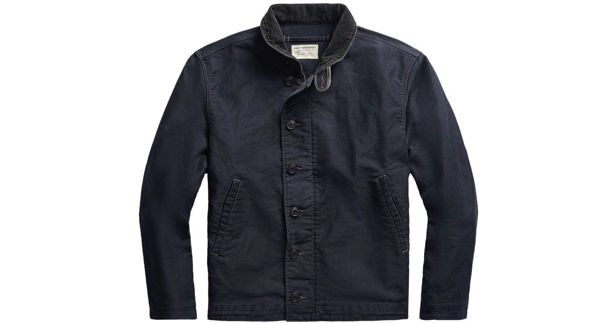 RRL by RALPH LAUREN Corduroy Jungle Cloth Deck Jacket Dark in Navy ...
