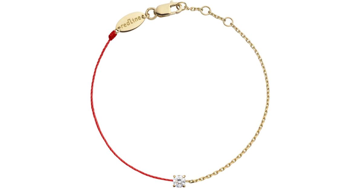 RedLine Diamond Solitaire Double Chain And Red String Bracelet - Lyst