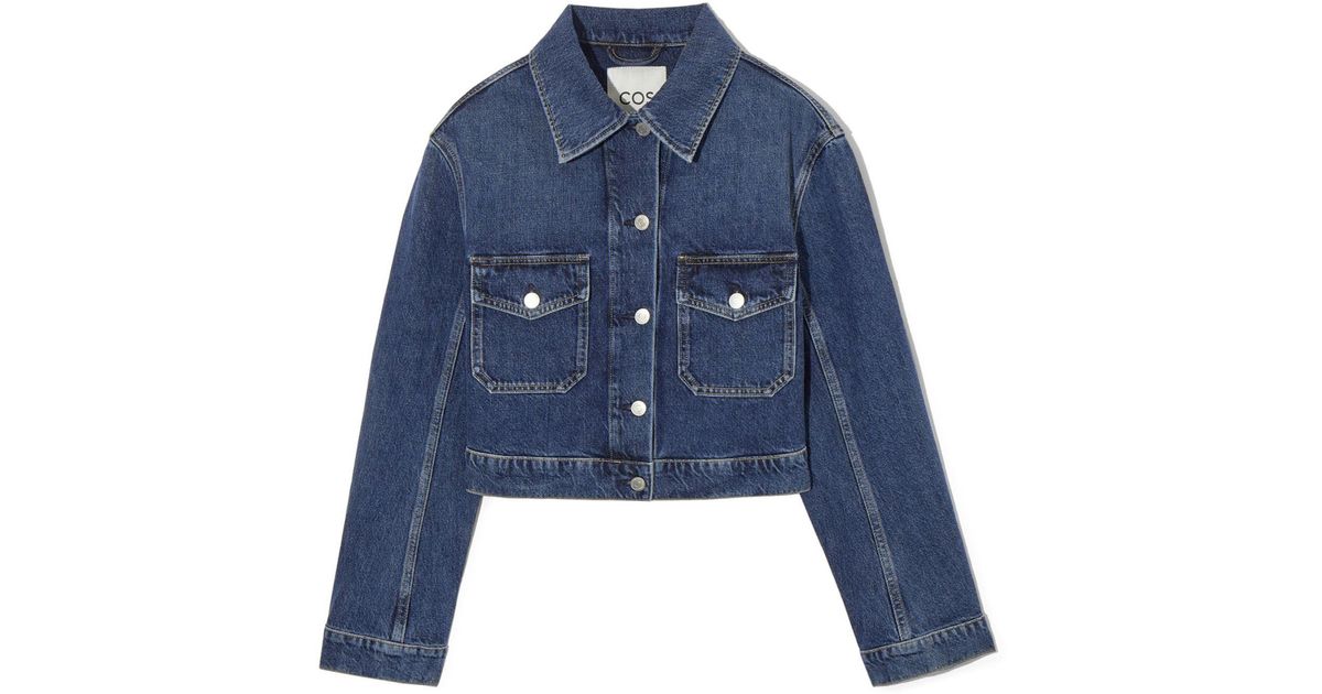 COS Cropped Denim Jacket in Blue | Lyst