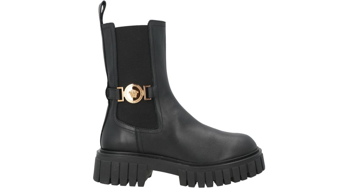Versace Ankle Boots Leather, Textile Fibers in Black | Lyst