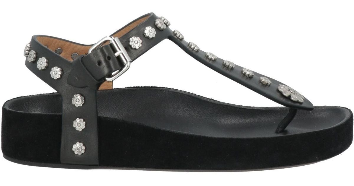 Isabel Marant Enore Studded Leather Sandals in Black | Lyst