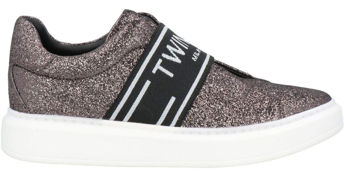 Twinset Metallic Slip-On Sneakers in Brown | Lyst