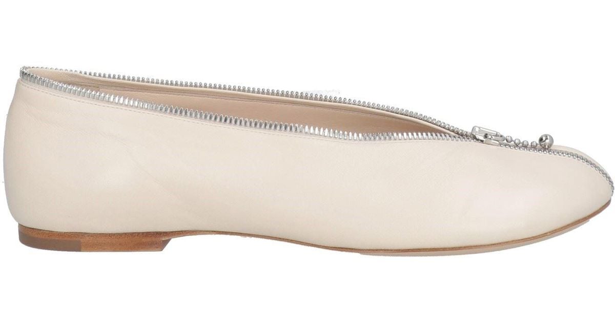 Burberry Ivory Ballet Flats Leather in Natural | Lyst