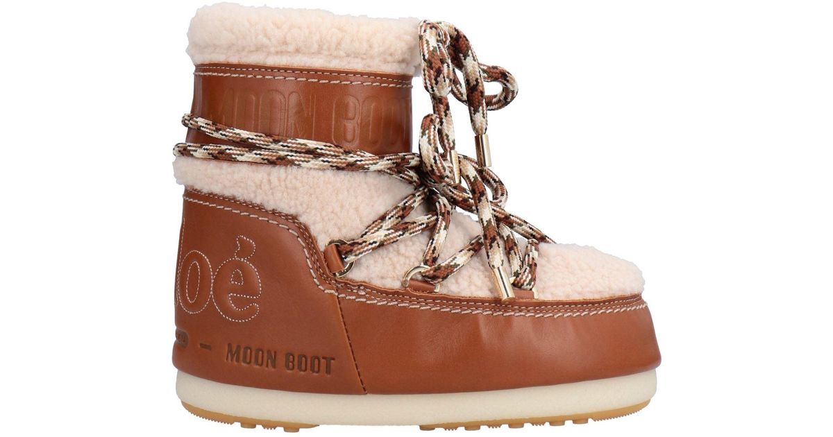 CHLOÉ x MOON BOOT Ankle Boots Shearling in Brown | Lyst