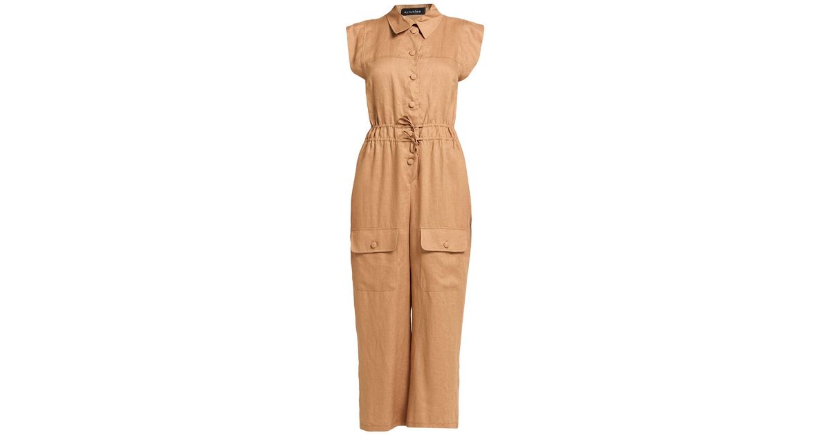 ACTUALEE Jumpsuit Linen in Natural | Lyst
