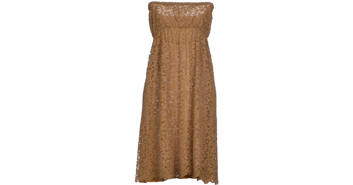 Erika Cavallini Semi Couture Lace Short Dress in Camel (Natural) - Lyst