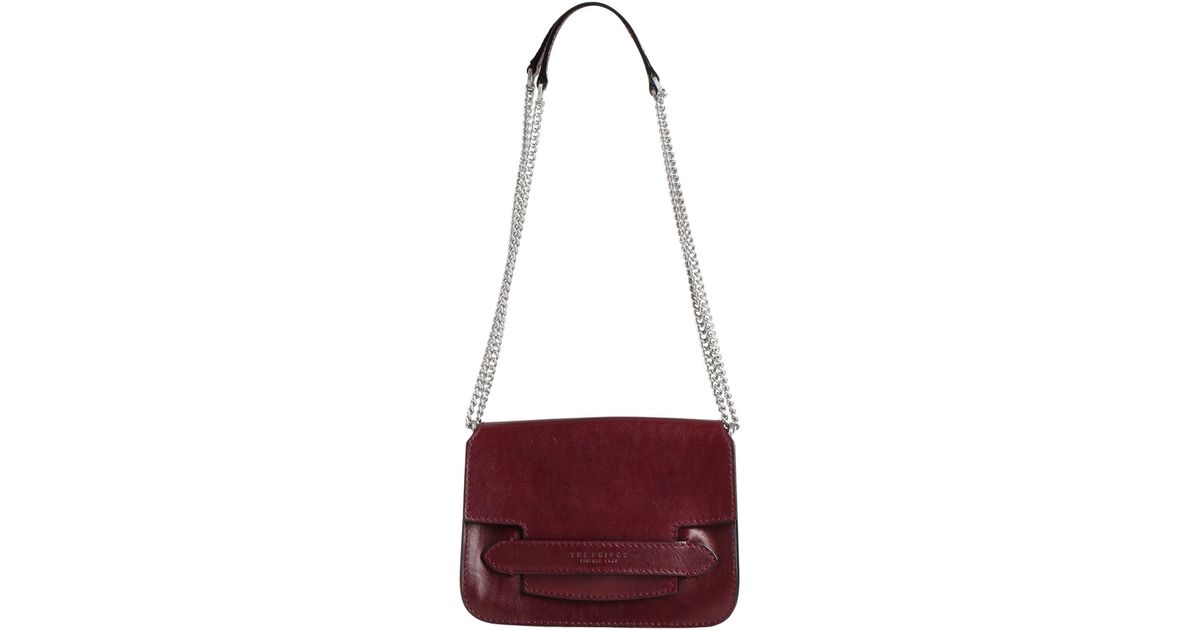 The Bridge Burgundy Shoulder Bag Leather in Red | Lyst