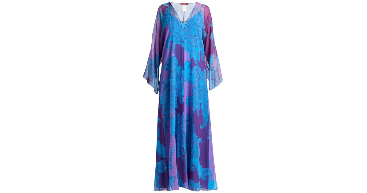 Max Mara Azure Maxi Dress Silk in Blue | Lyst