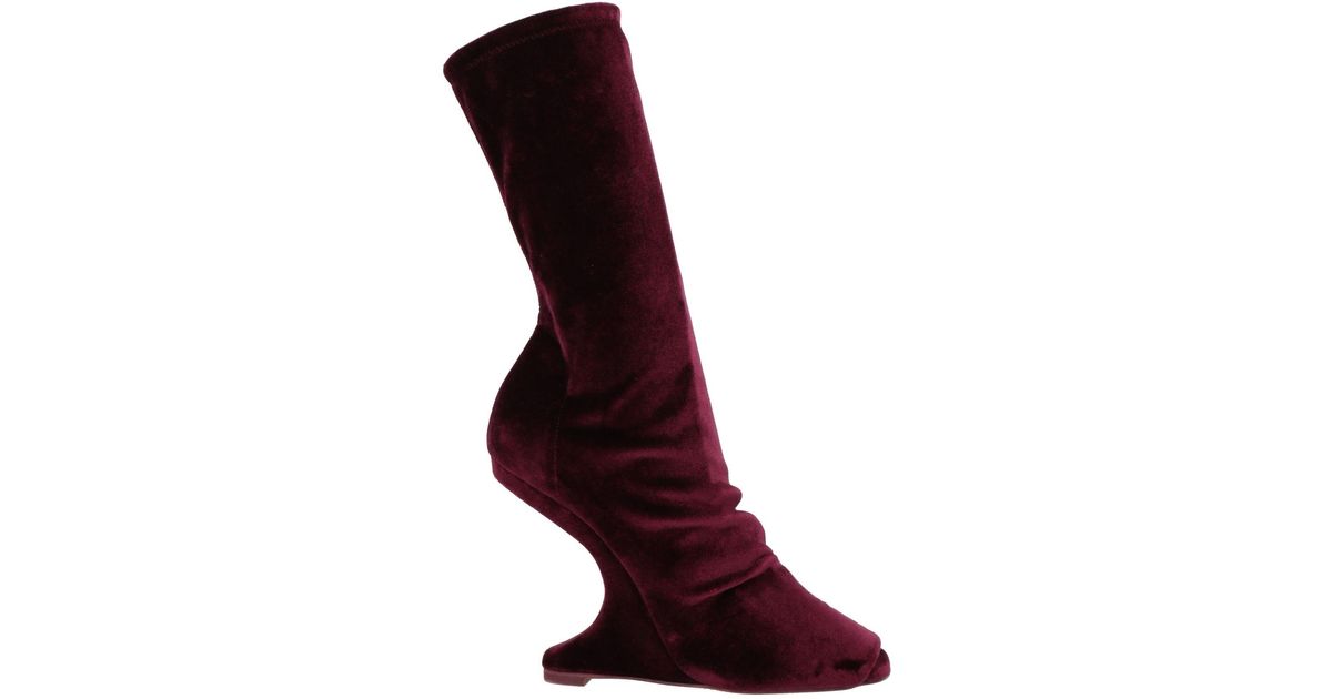 Rick Owens Deep Ankle Boots Textile Fibers in Red | Lyst