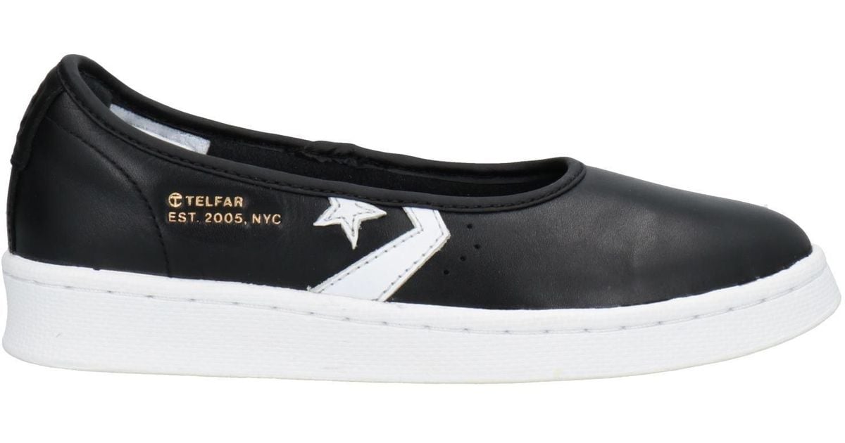 TELFAR X CONVERSE Leather Round-Toe Ballet Flats in Black | Lyst