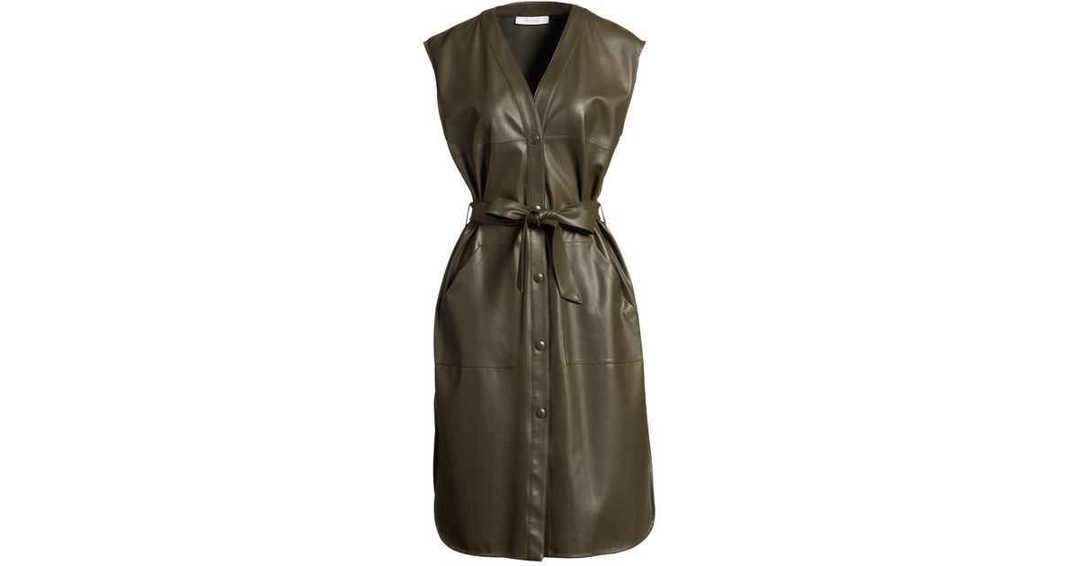 Max Mara Military Midi Dress Polyester, Polyurethane Resin in Green | Lyst