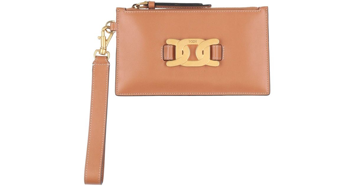 Tod's Zipper Leather Pouch Clutch in White | Lyst
