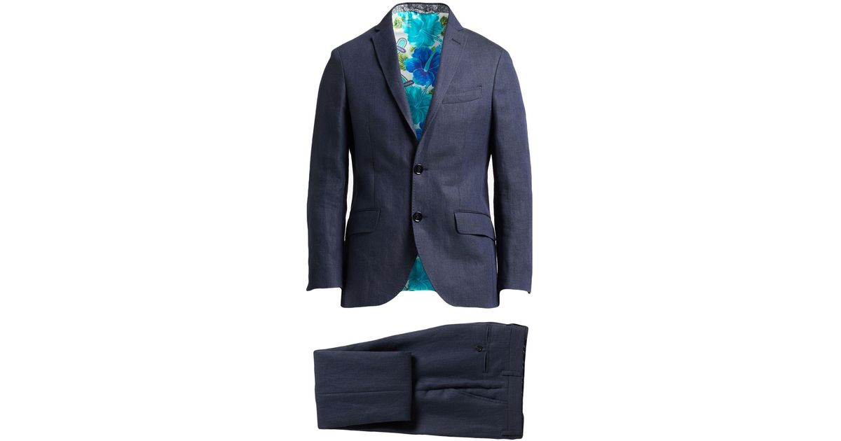Etro Suit Linen in Blue for Men | Lyst