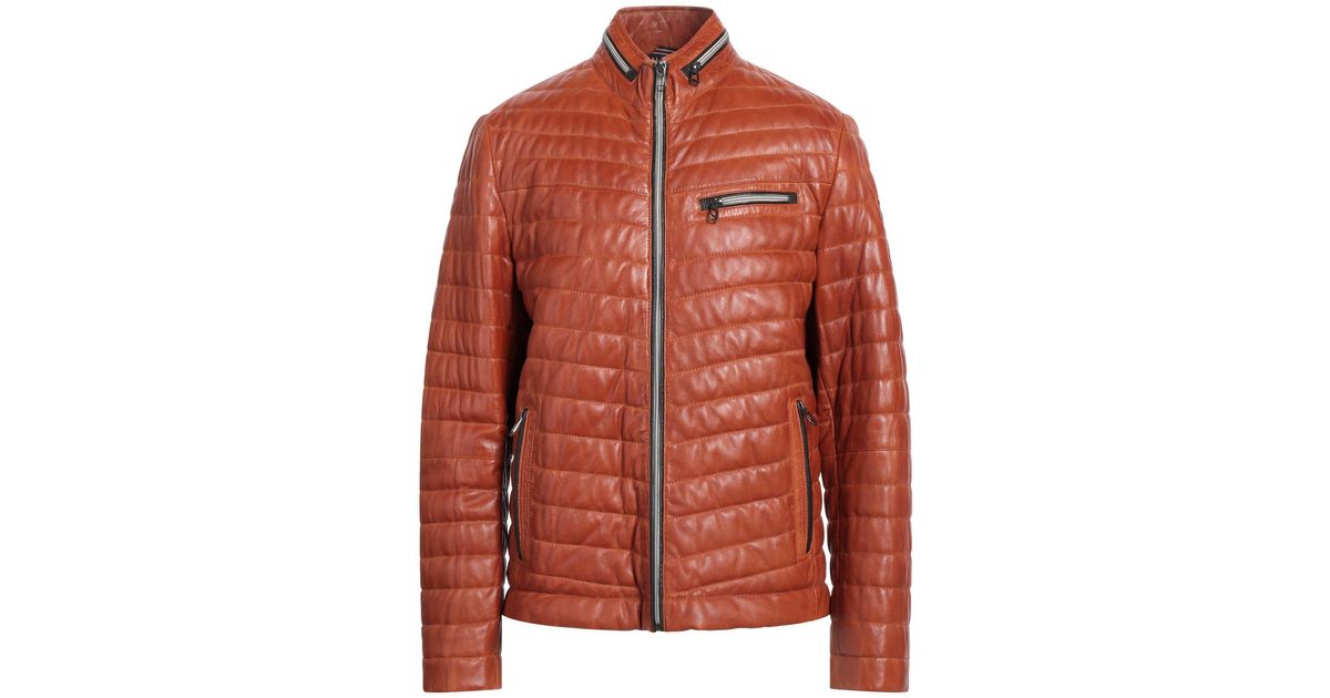 Milestone Jacket Lambskin in Orange for Men | Lyst
