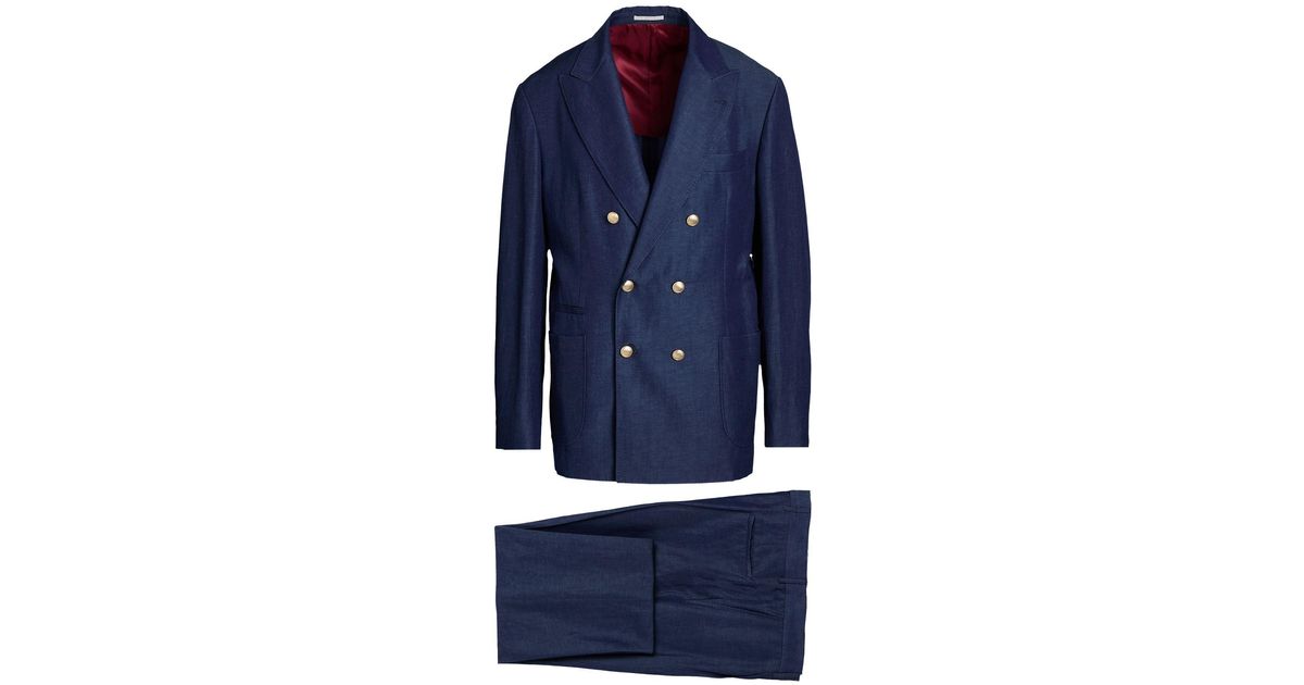 Brunello Cucinelli Suit Wool, Linen in Blue for Men | Lyst UK