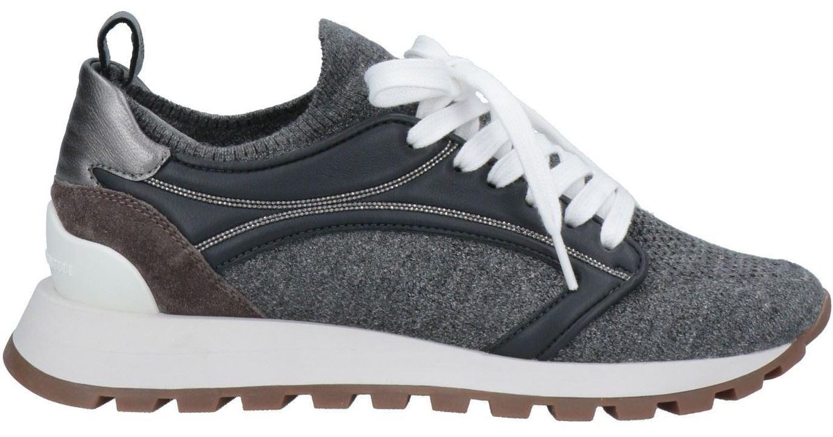 Brunello Cucinelli Sneakers Soft Leather, Textile Fibers in Gray | Lyst