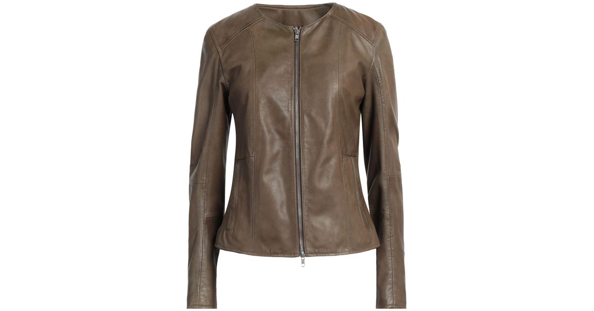 Bully Military Jacket Leather in Brown | Lyst