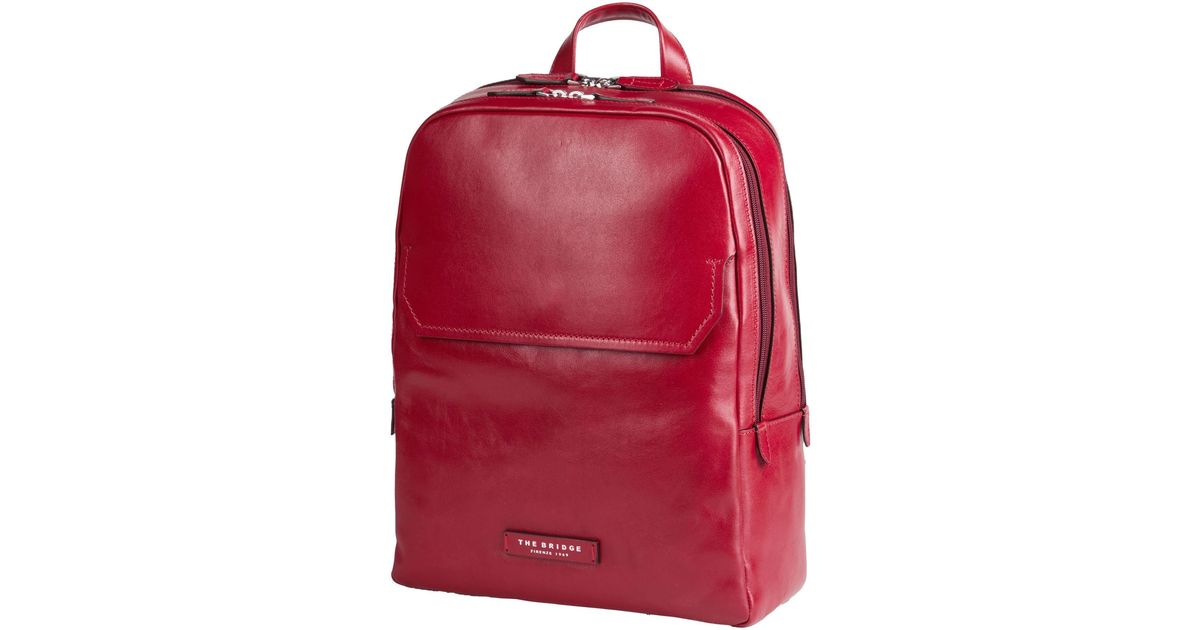 The Bridge Backpack Leather in Red for Men | Lyst
