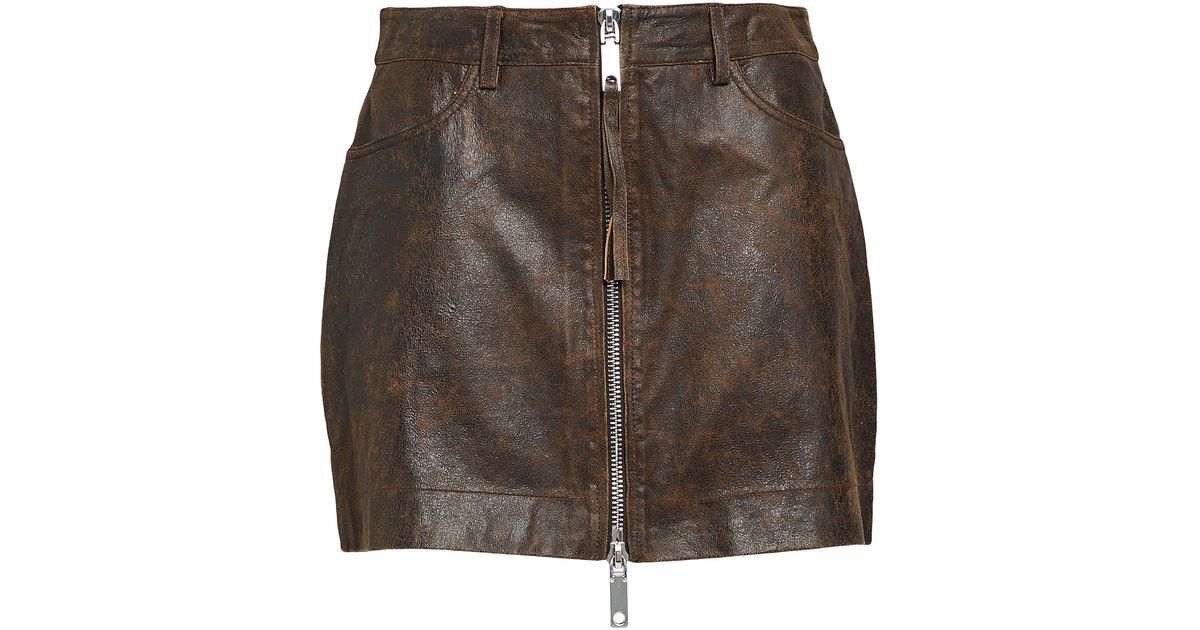 MAX&Co. Serbia Mini Skirt Lambskin in Brown | Lyst