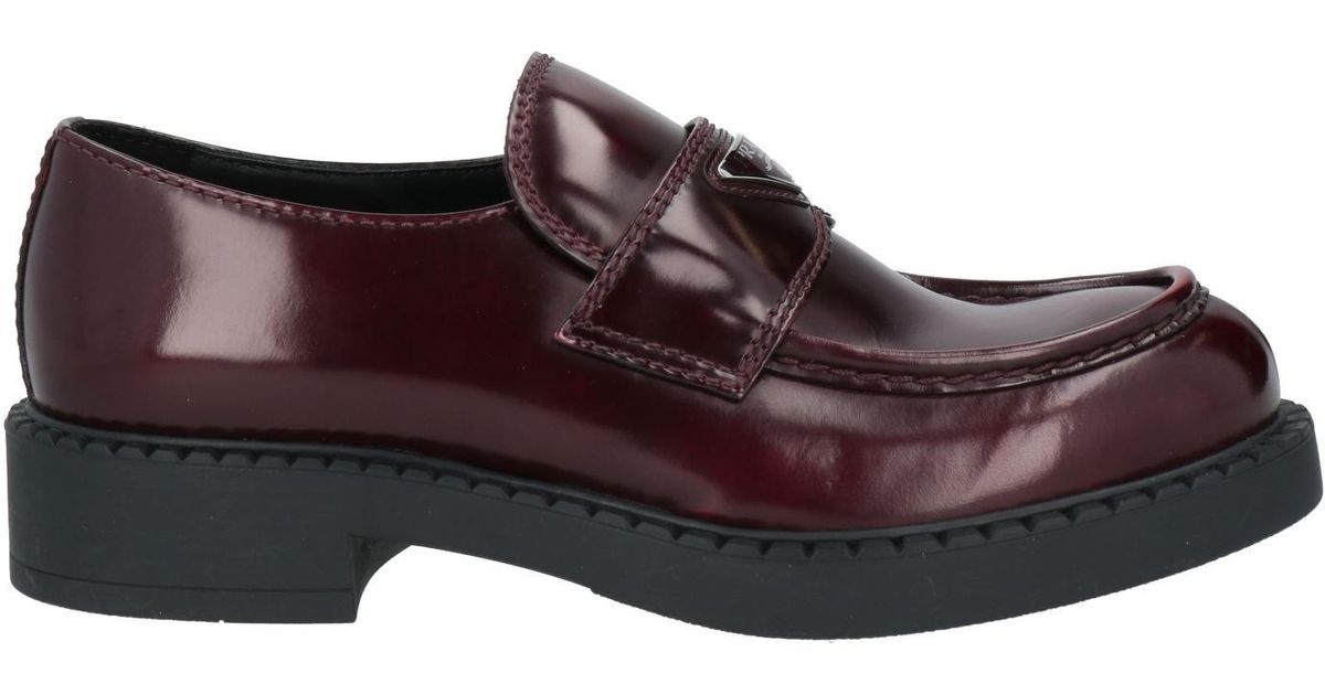 Prada Plum Loafers Leather in Brown for Men | Lyst