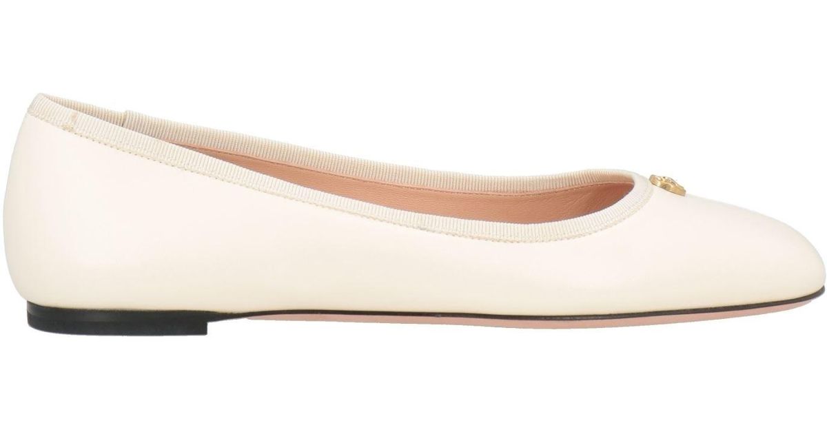 Bally Cream Ballet Flats Lambskin in Natural | Lyst UK
