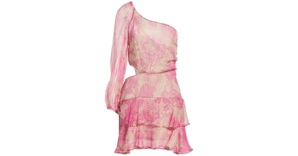 Miss Bikini Mini Dress Silk, Metallic Fiber in Pink | Lyst