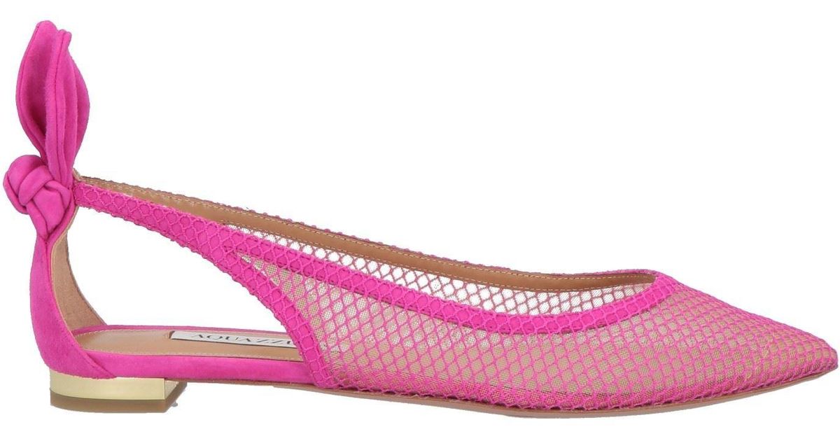 Aquazzura Ballet Flats Leather, Textile Fibers in Pink | Lyst