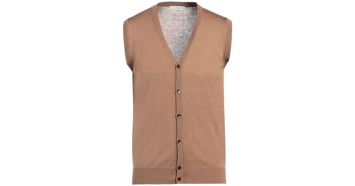 Diktat Camel Cardigan Merino Wool in Brown for Men | Lyst UK