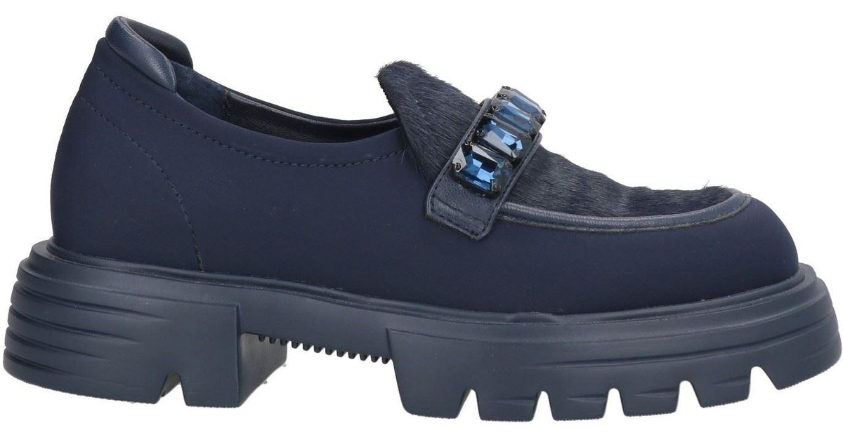 Jeannot Loafers Leather, Textile Fibers in Blue | Lyst