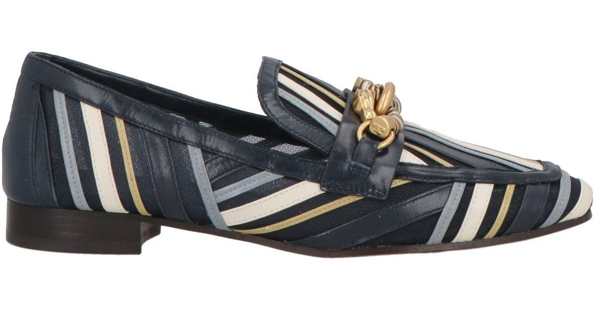 Tory Burch Loafers Leather, Textile Fibers in Blue | Lyst