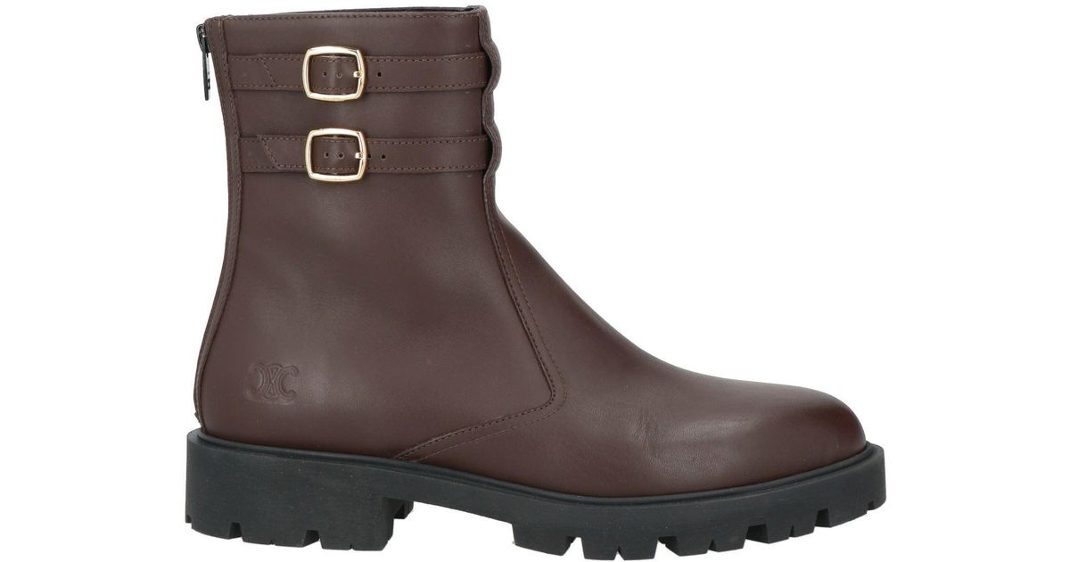 Celine Ankle Boots in Brown | Lyst UK