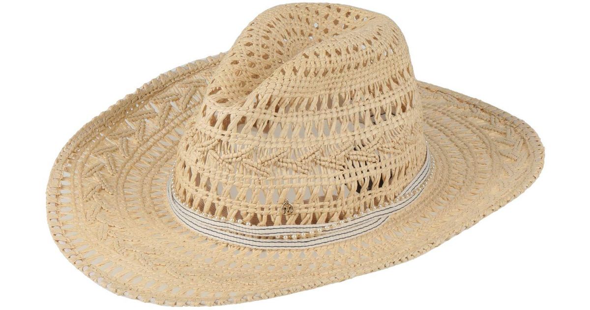 Maison Michel Hat Paper, Polyester, Brass, Plastic in Natural | Lyst UK