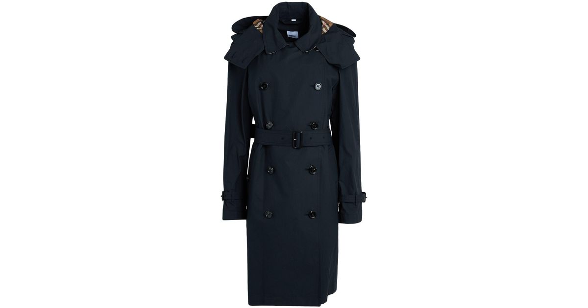 Burberry Overcoat & Trench Coat Cotton in Blue | Lyst UK