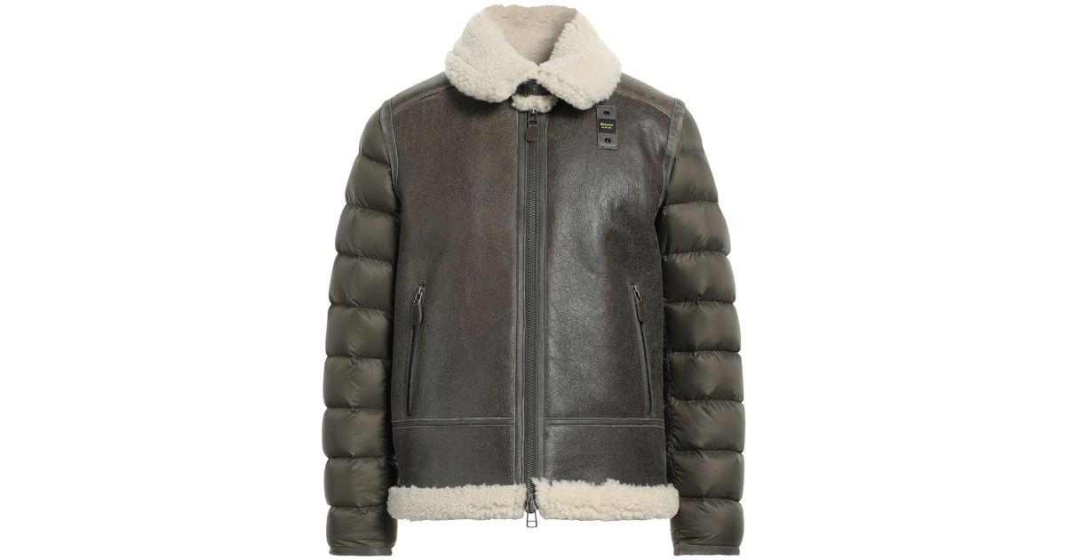 Blauer Military Puffer Leather, Polyamide in Gray for Men | Lyst