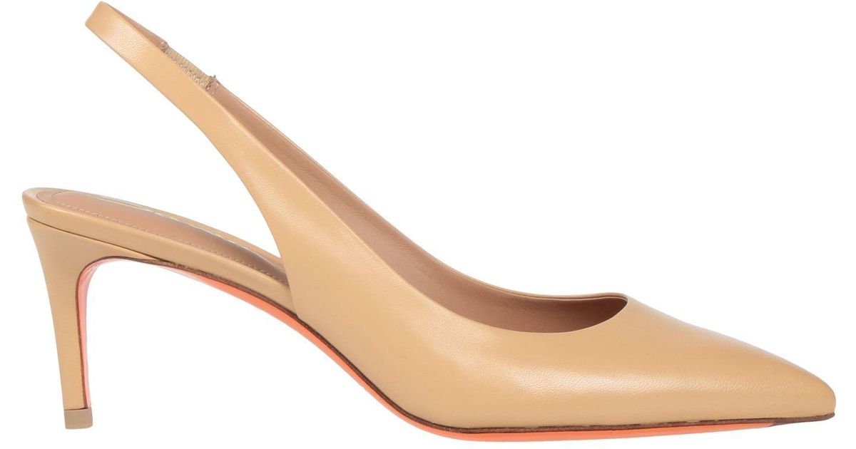 Santoni Sand Pumps Leather in Natural | Lyst
