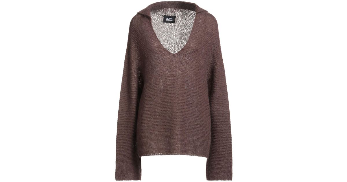 Alpha Studio Sweaters in Brown | Lyst UK