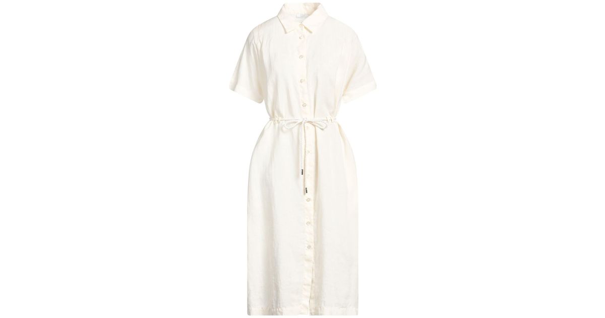 Peserico Easy Midi Dress Linen in White | Lyst